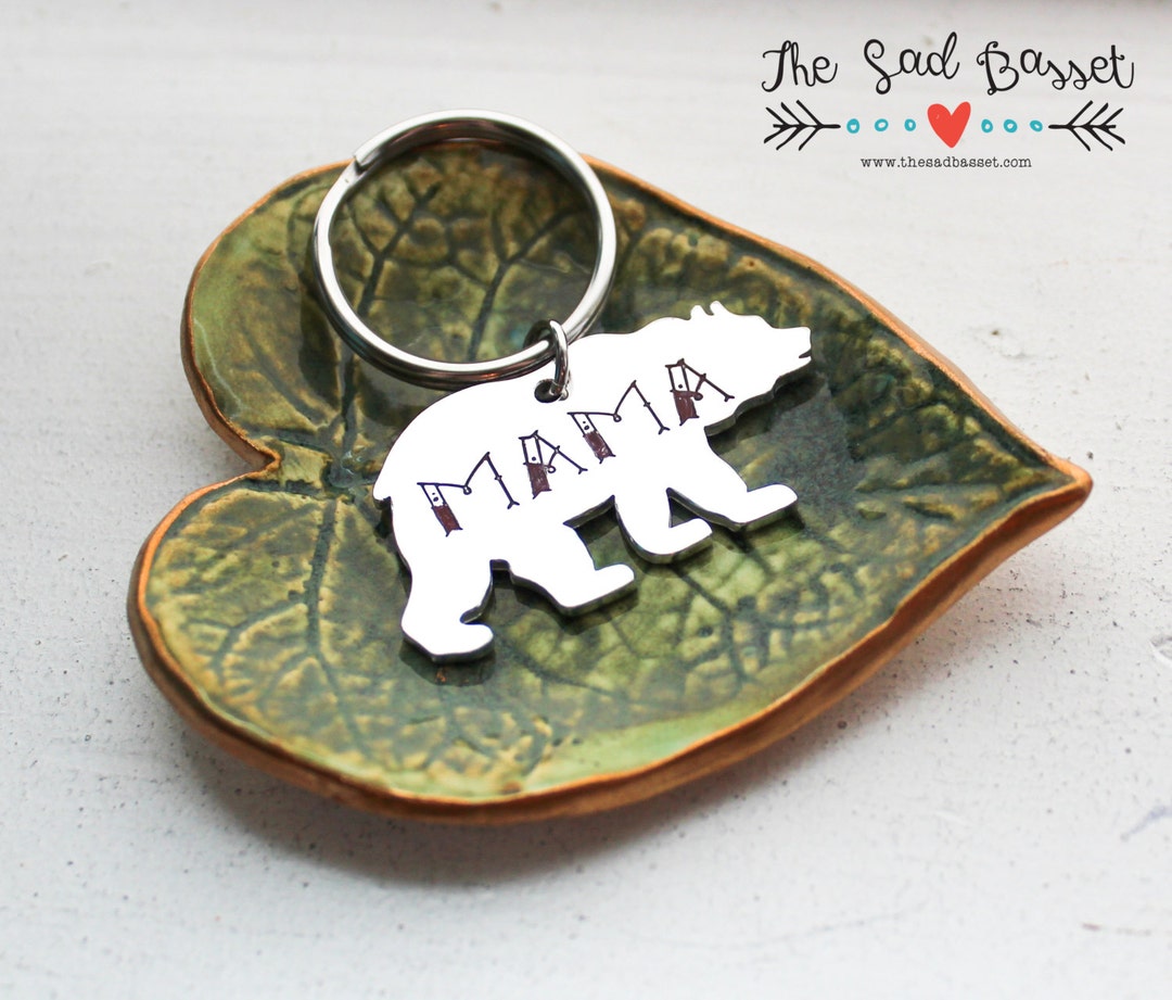 Mama Bear Keychain | Bear Keychain | Stamped Bear | Gifts for Mom ...
