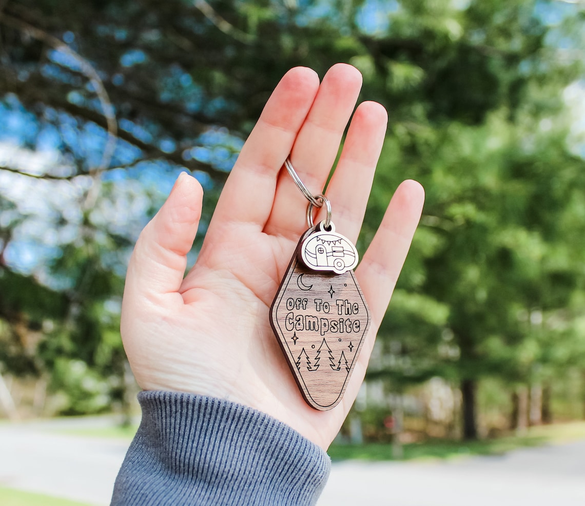 Camping Keychain off to the Campsite Camper Keychain | Etsy