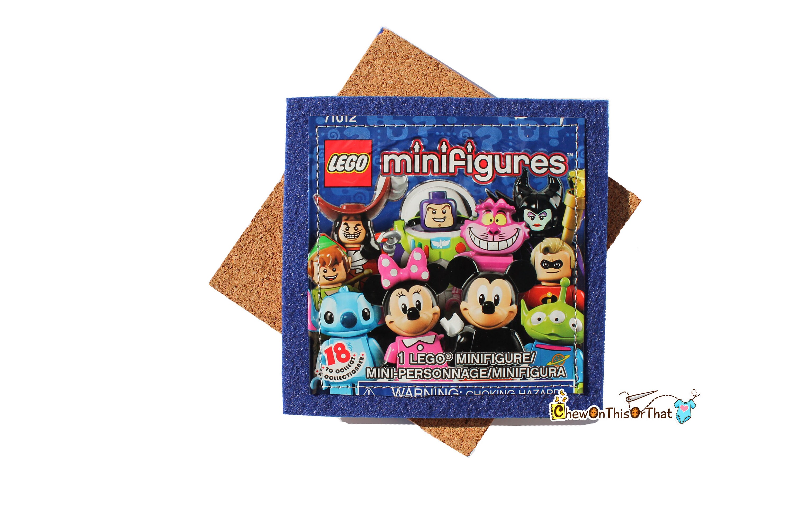 Lego® Disney Minifigures Wrapper Upcycled Cork Coaster Set Mickey Mouse ...
