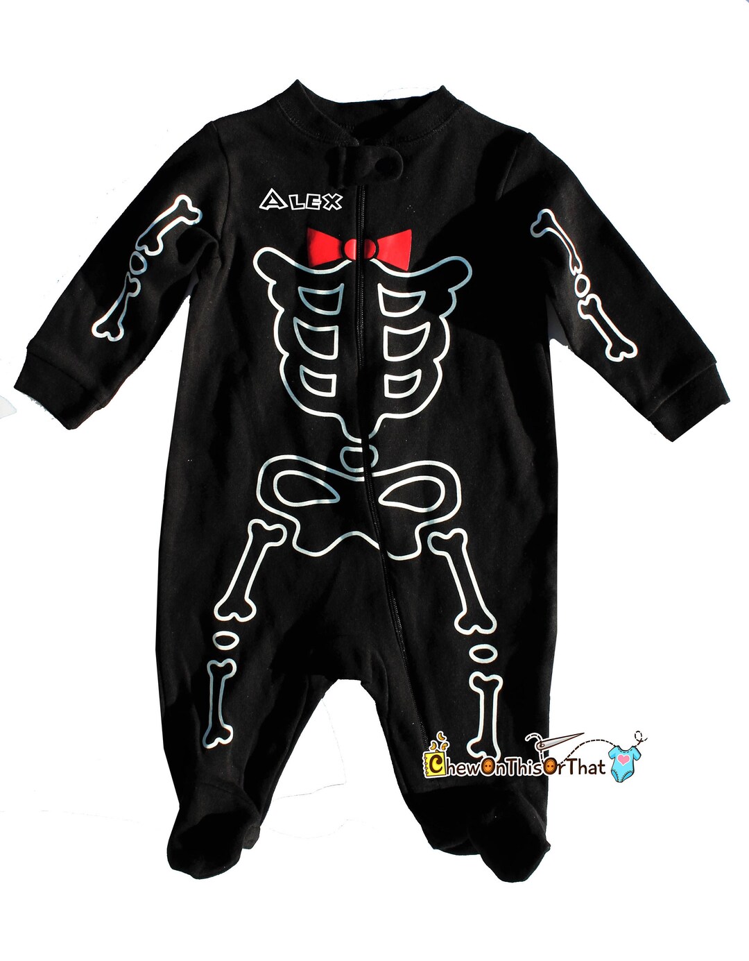 Black Skeleton Footie Sleeper for Baby Boy's First - Etsy