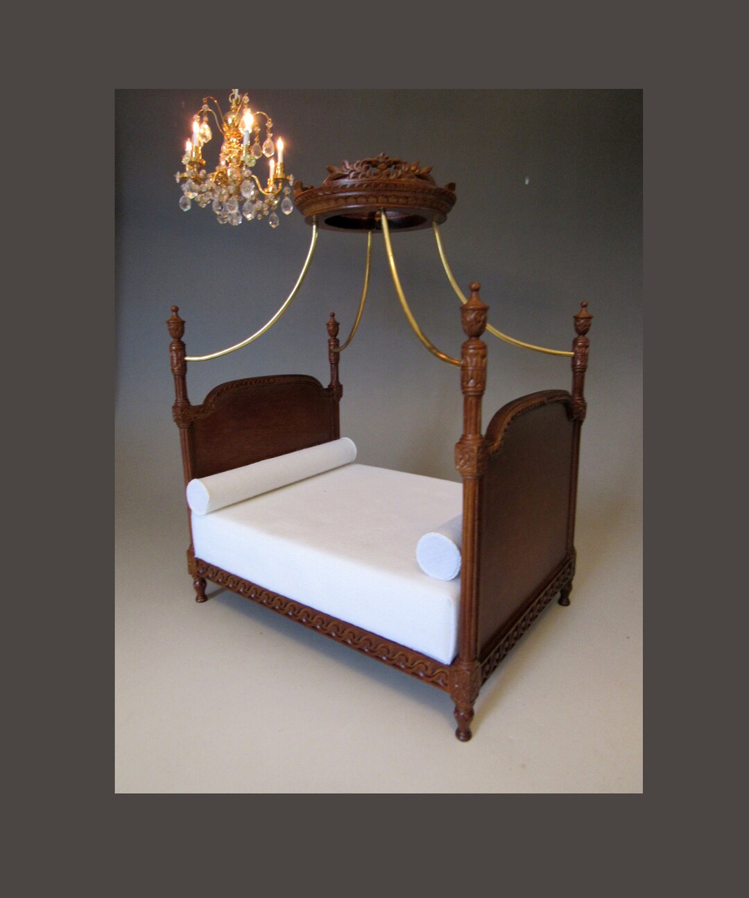 12th Scale Dolls House French Canopy Bed lit à Baldaquin Finished in ...