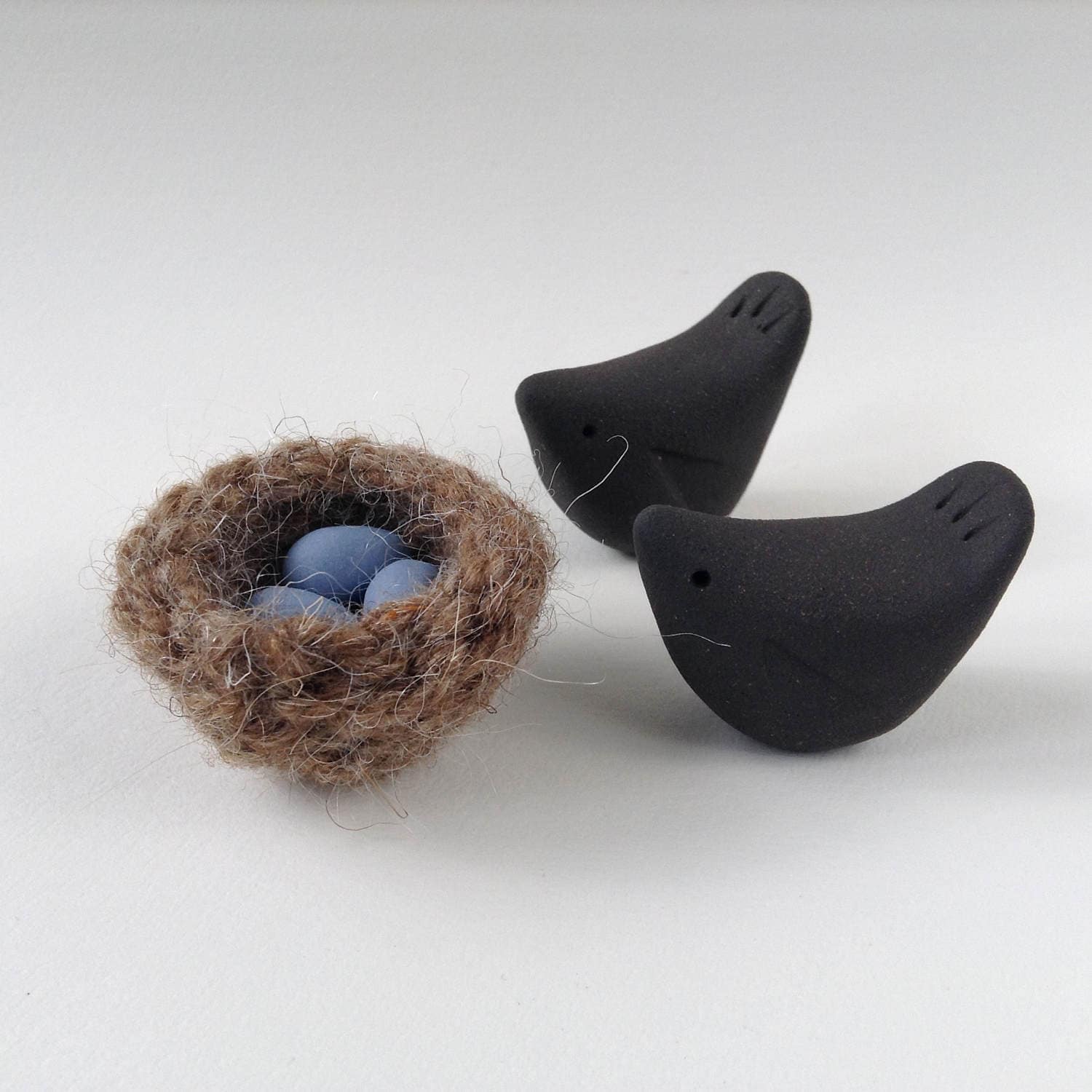 Blackbird, Handmade Miniature Ceramic Bird, Black Stoneware Clay ...