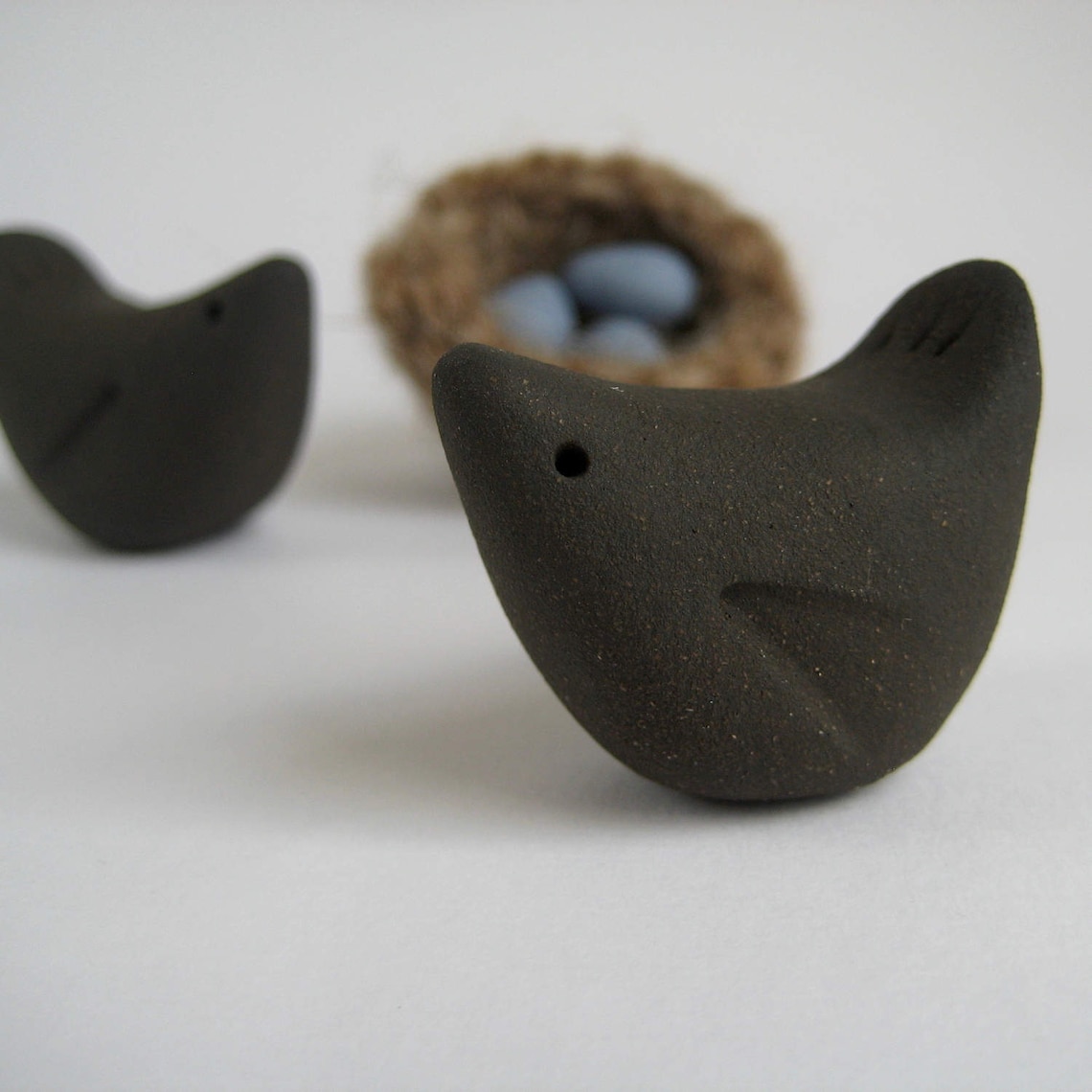 Blackbird, Handmade Miniature Ceramic Bird, Black Stoneware Clay ...