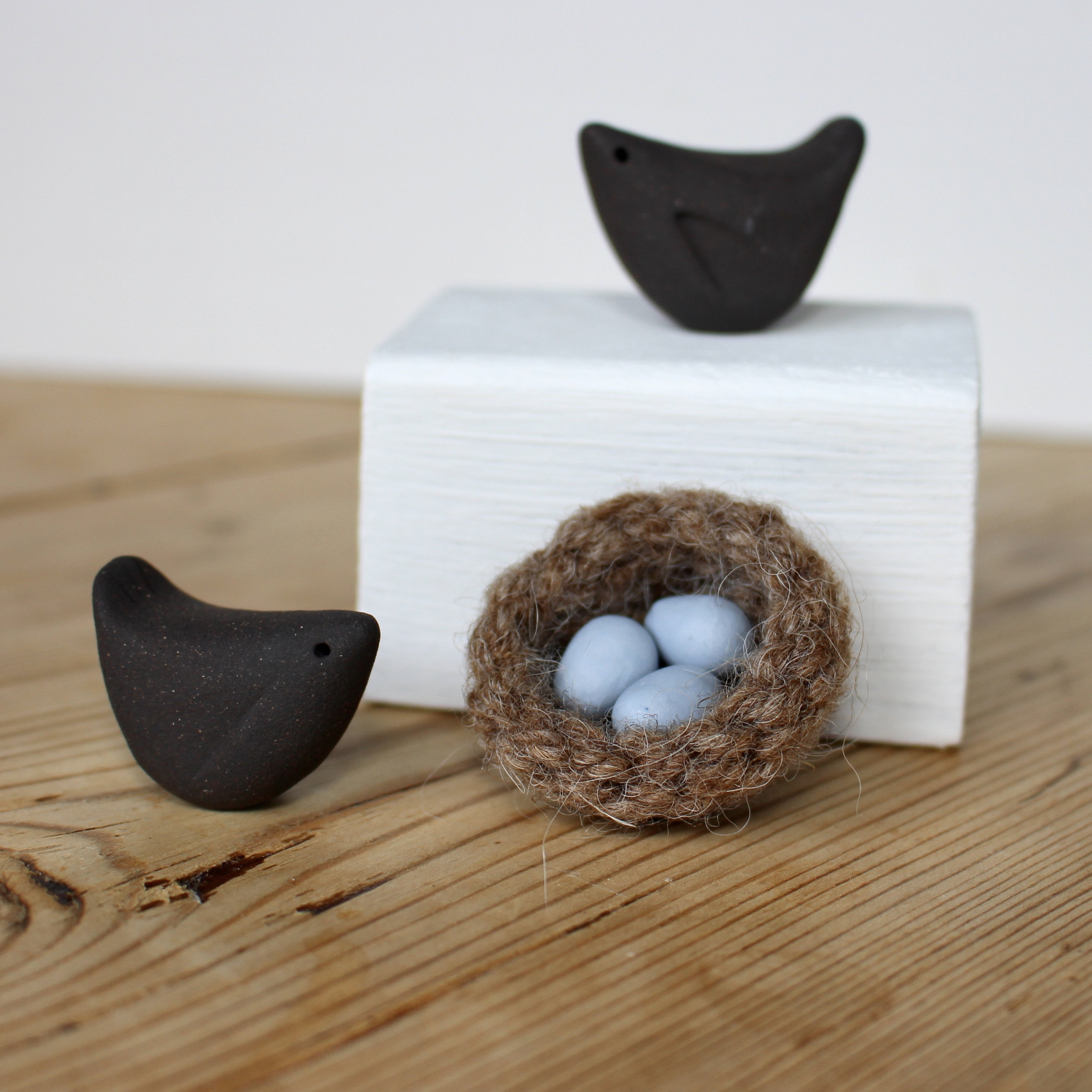 Blackbird, Handmade Miniature Ceramic Bird, Black Stoneware Clay ...