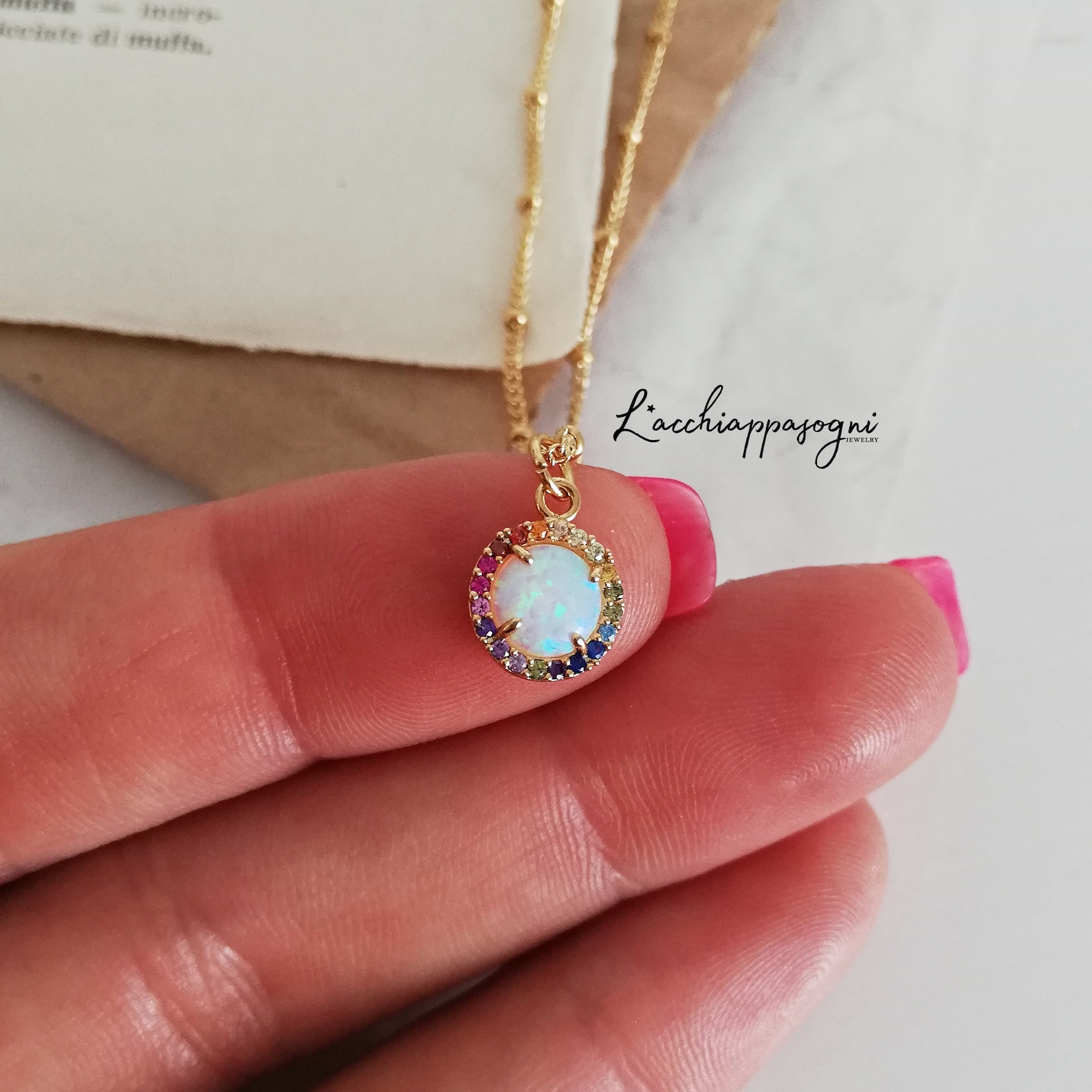 Egina Multicolor Cubic Coin Opal Necklace - Etsy