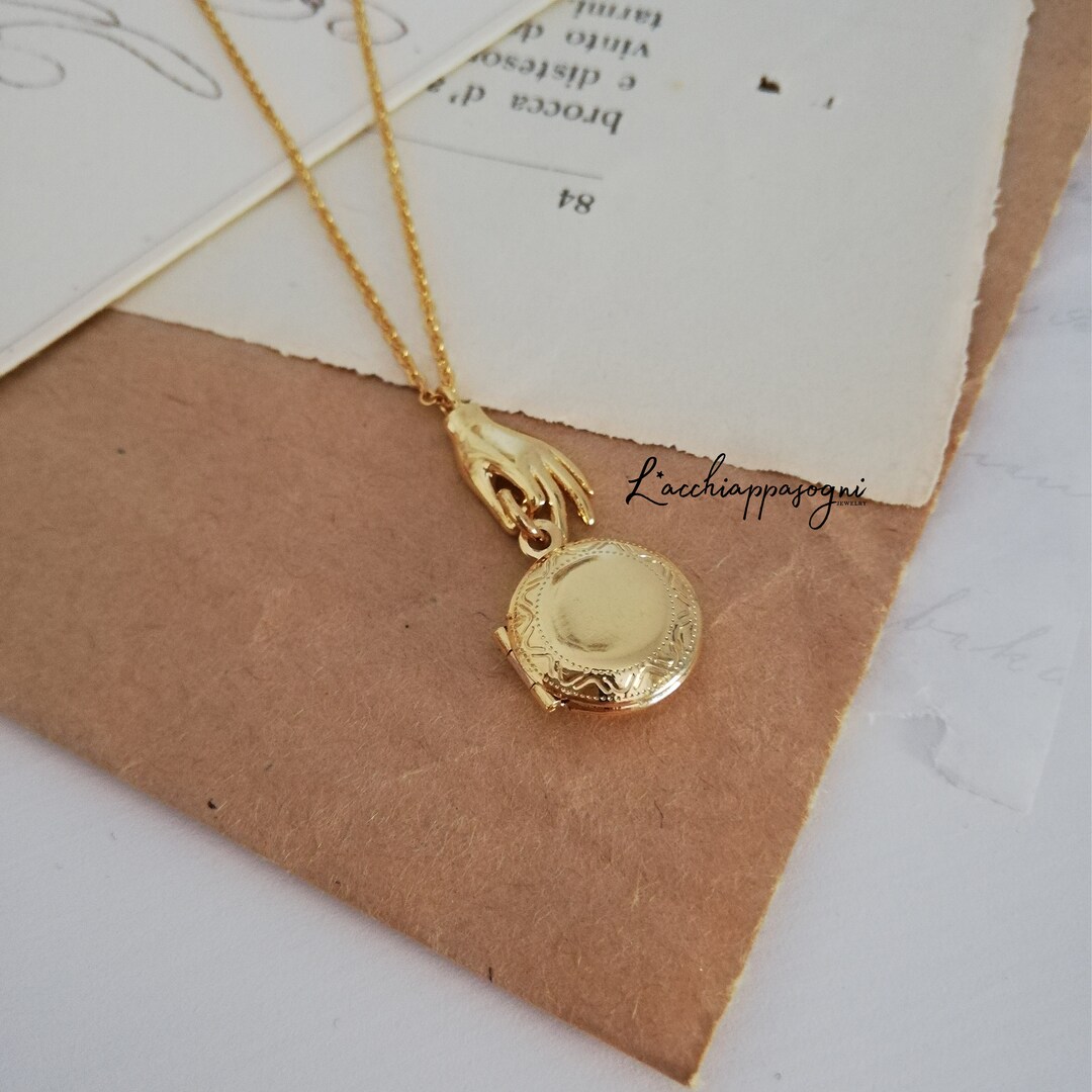 The Secret Necklace, Gold Plated Hand and Locket Necklace - Etsy