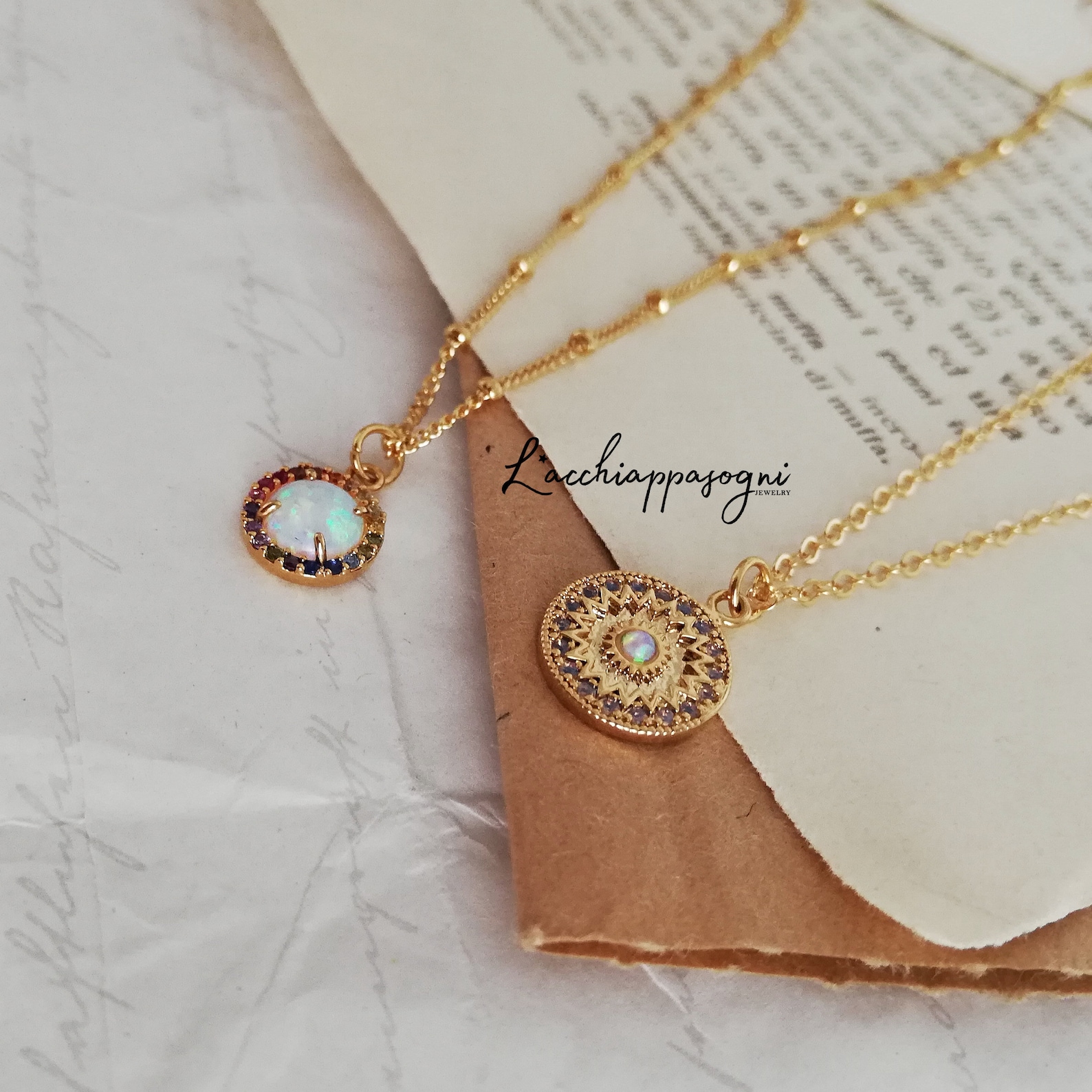 Egina - Multicolor Cubic Coin Opal Necklace - Etsy