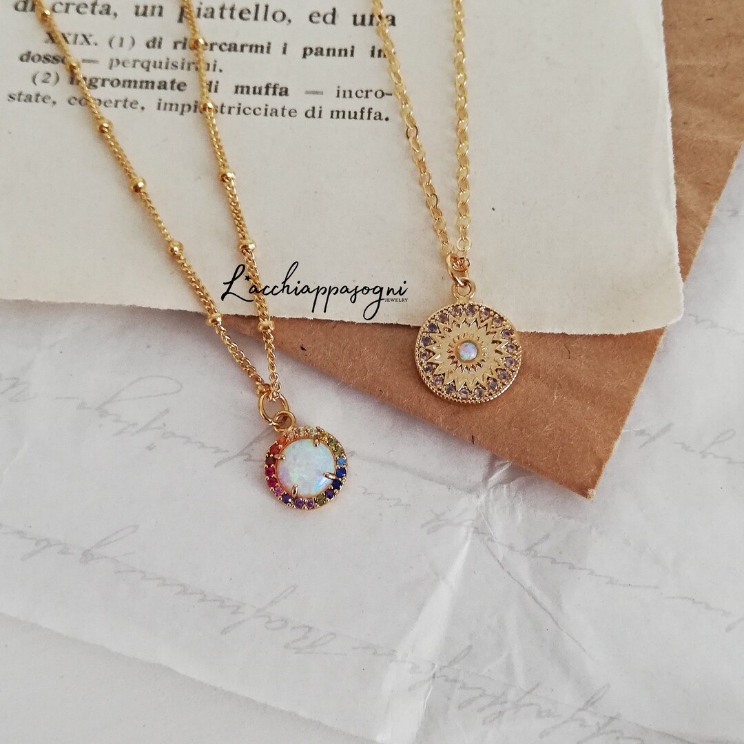 Egina Multicolor Cubic Coin Opal Necklace - Etsy