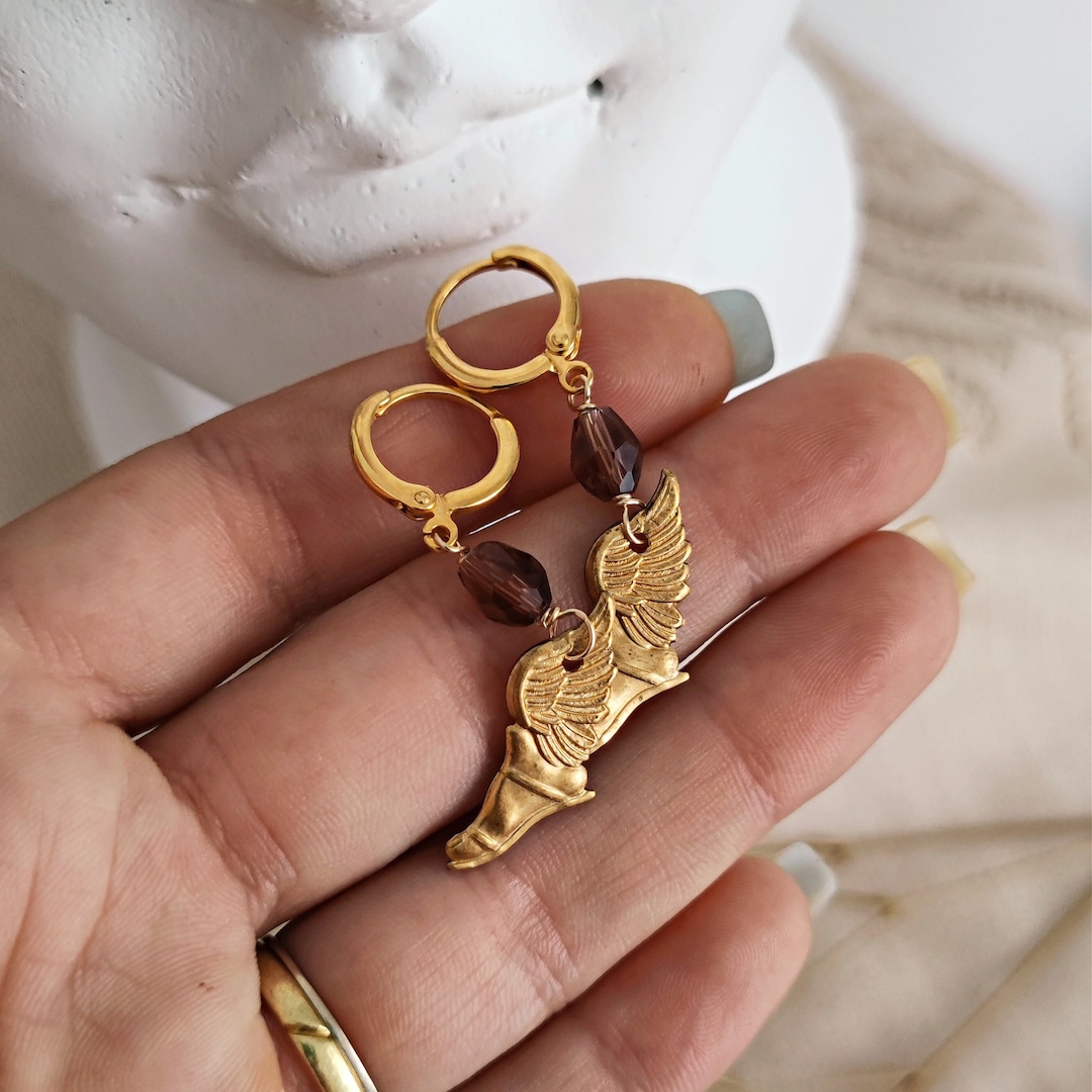 Hermes God Earrings, Greek Mythology Earrings, Greek God Winged Feet ...