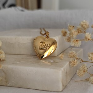 Swan Locket Necklace, Princesscore Heart Locket Necklace, Personalized ...