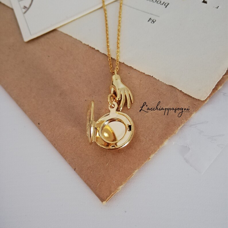 The Secret Necklace, Gold Plated Hand and Locket Necklace - Etsy
