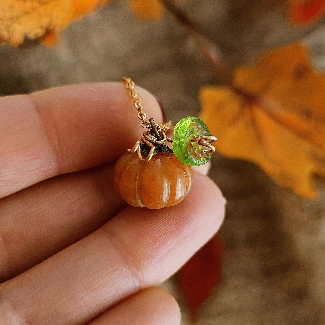 Aventurine Pumpkin Pendant Necklace: Handmade Fall Jewelry // PUMPKIN ...
