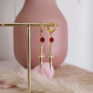 Ares Greek God Ruby Blood Crystals and Daggers Earrings, Greek ...