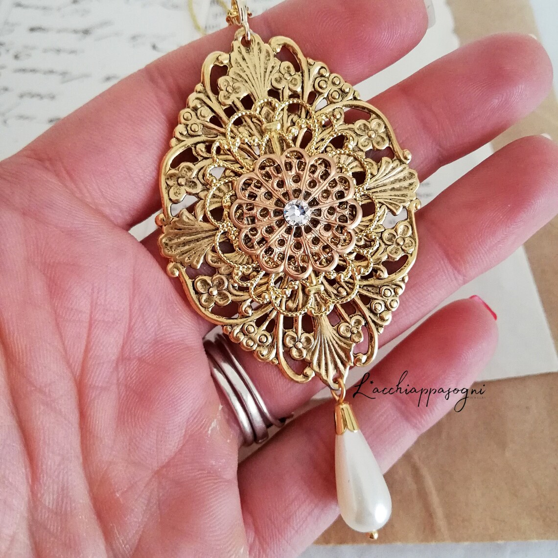 I Tudors collana ispirata ad Anna Bolena filigrane e perla - Etsy Italia