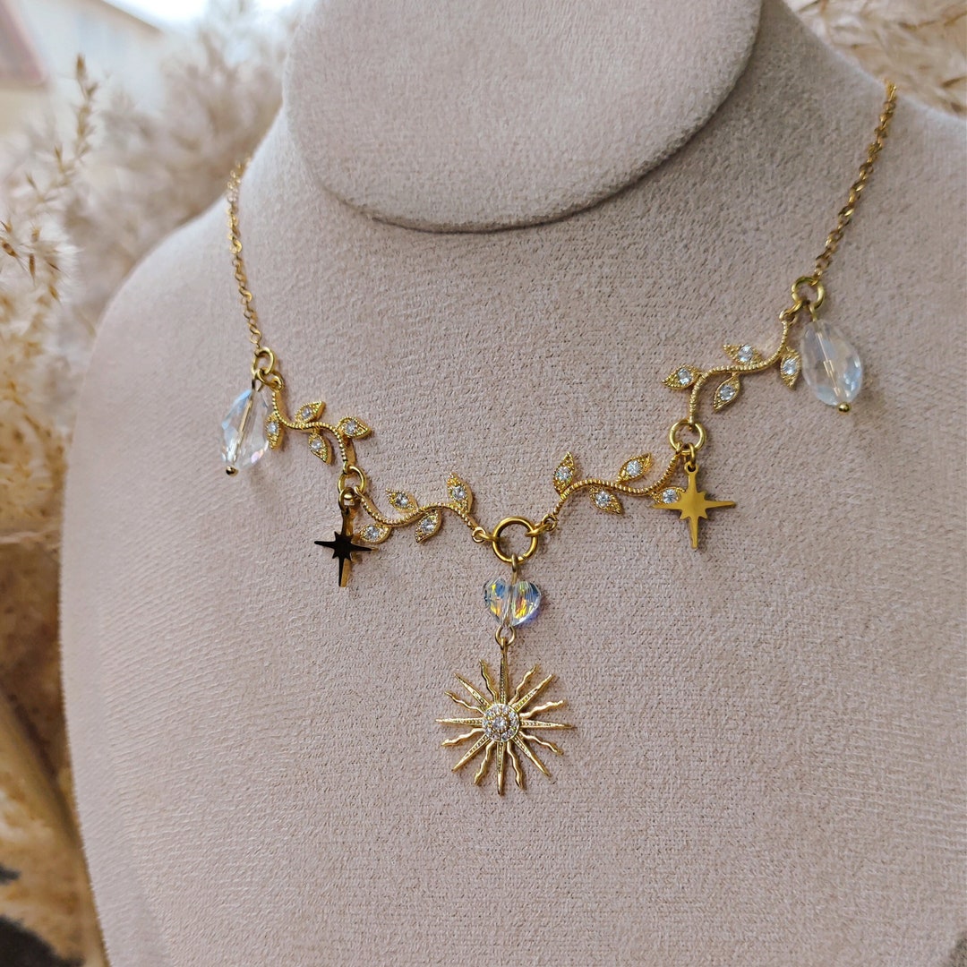 Apollo and Daphne Necklace With Crystals, Leaves and Suns, Apollo ...