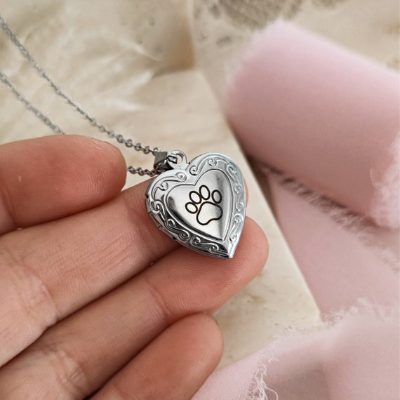 Paw print locket necklace store