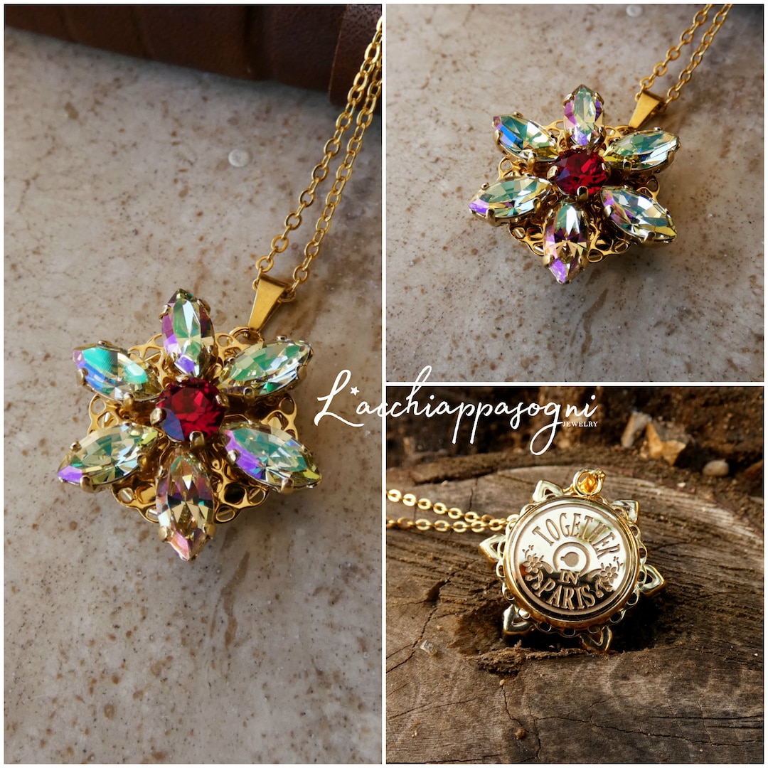 Anastasia Necklace Together in Paris Engraved Luminous Green M - Etsy