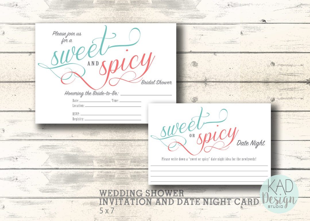 Wedding Shower Invitation and Date Night Card. Bridal Shower - Etsy