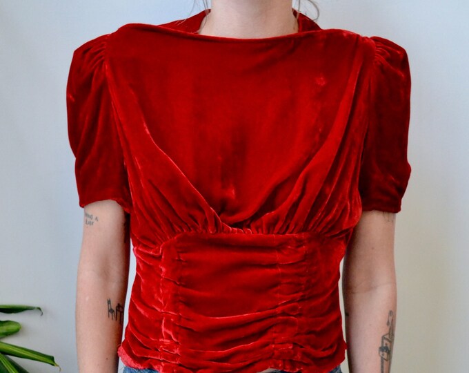 Forties Red Velvet Blouse - Etsy