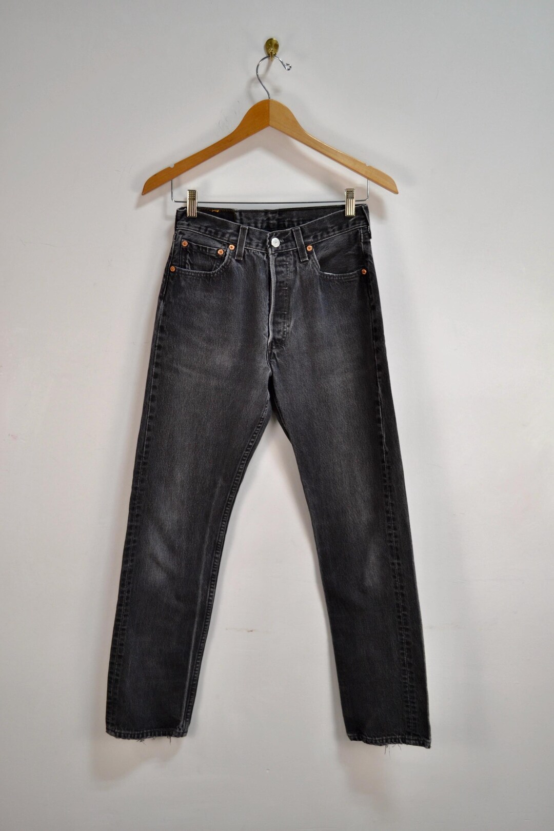 Vintage Nineties Faded Black Levi Button Fly 501's - Etsy