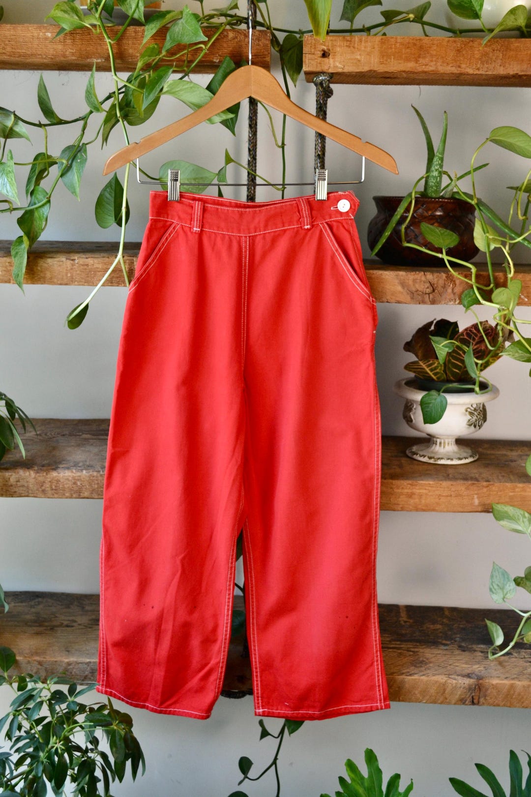 Vintage 50s Red Topsail Sanforized Clam Digger Style Capri Pants - Etsy