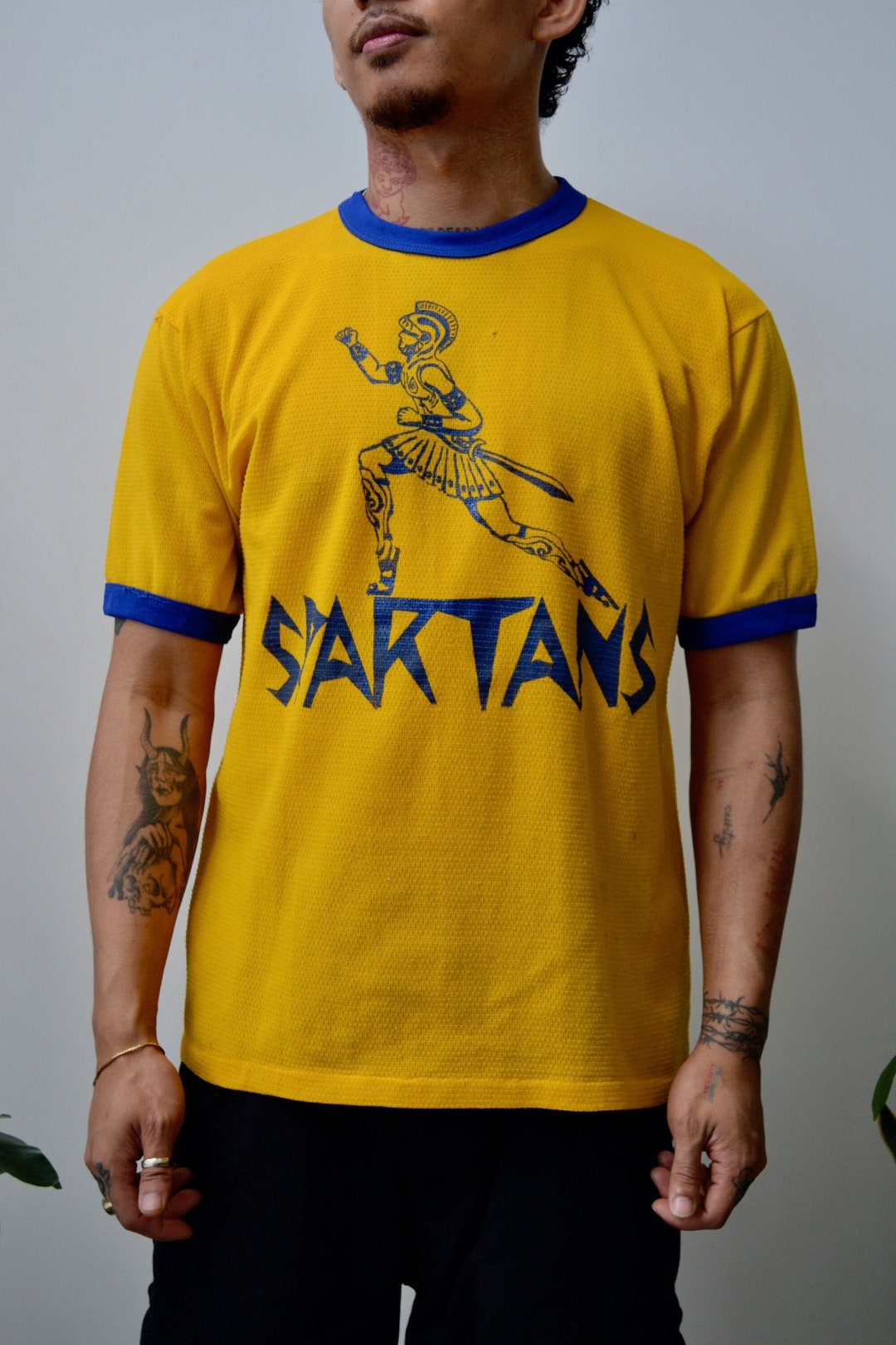 Seventies Russell Athletic Spartans Yellow Jersey Ringer Tee - Etsy
