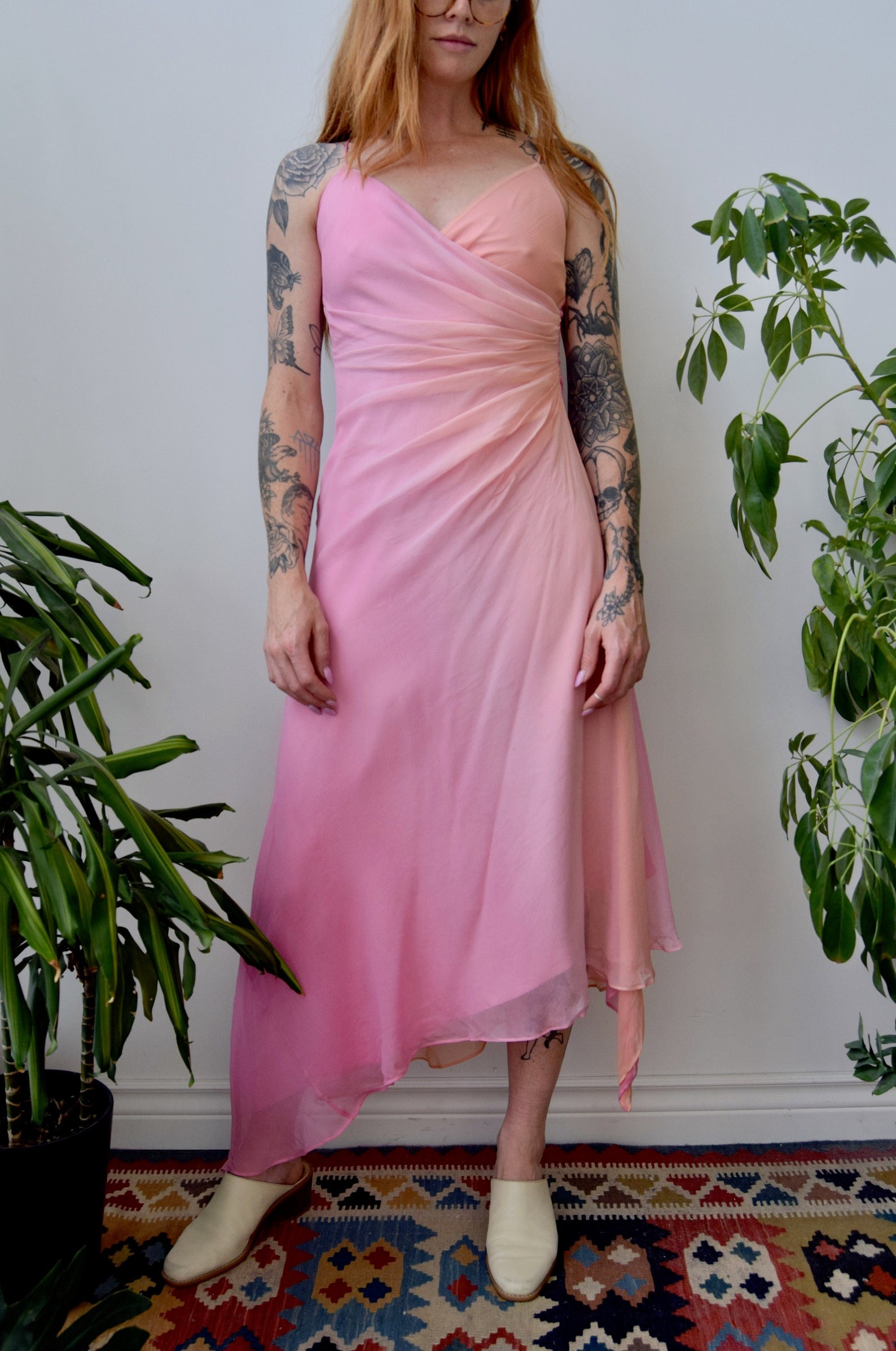 Y2K Sunset Silk Asymmetrical Dress - Etsy