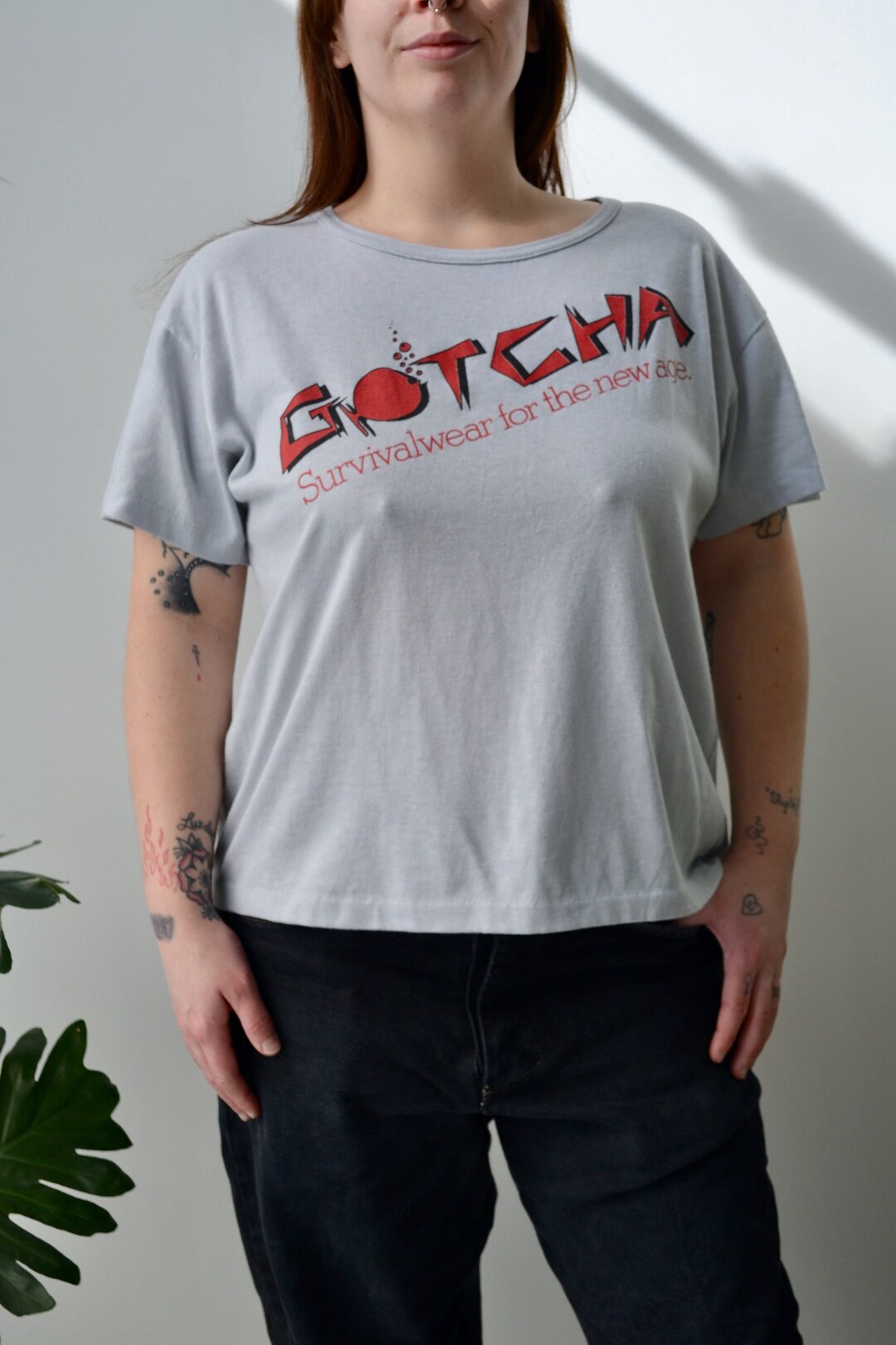 Boxy 80s/90s Gotcha survival Wear for the New Age Grey Tee - Etsy