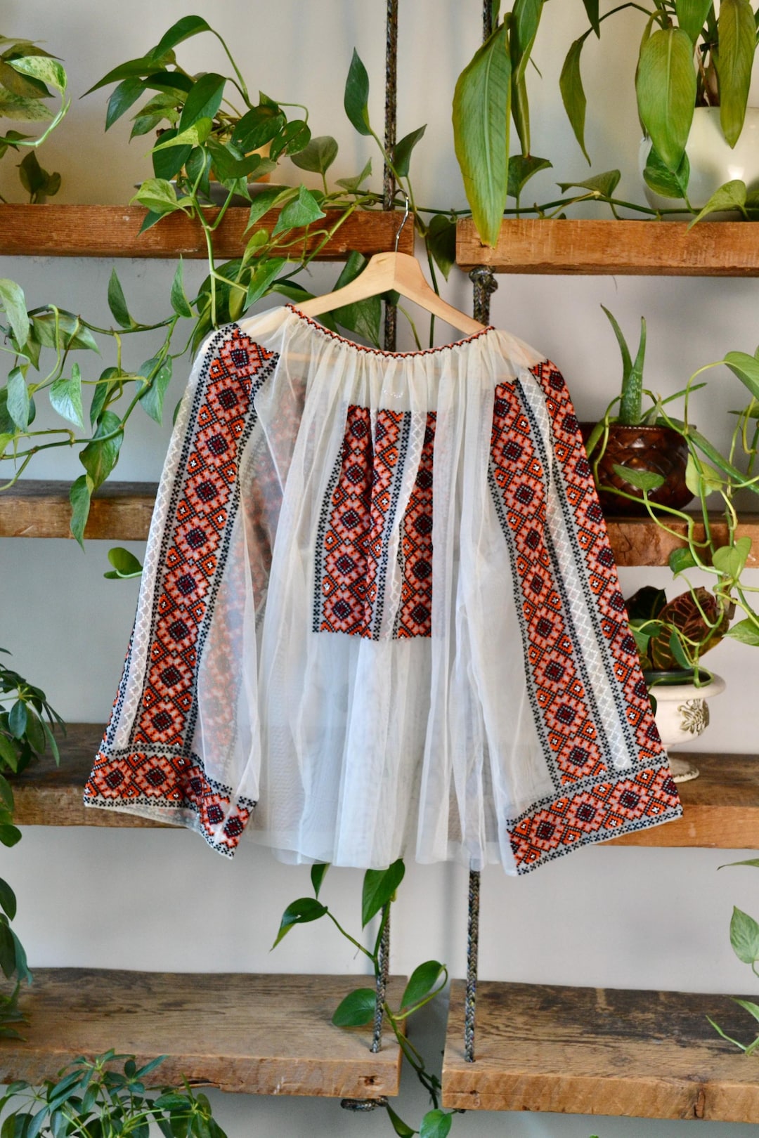 Vintage Sheer Netted Embroidered Eastern European Peasant Blouse - Etsy
