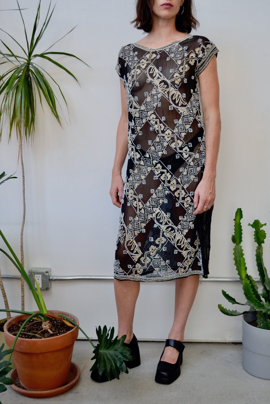 20s Art Deco Beaded Shift Dress - Etsy