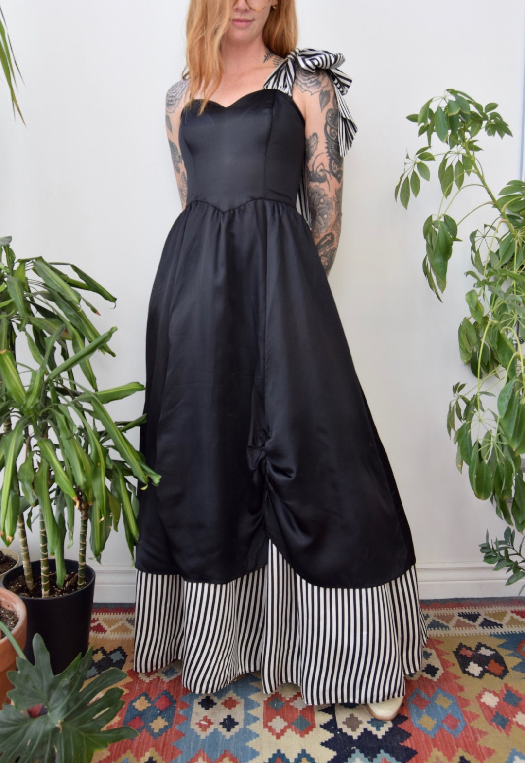 Black Satin Eighties Gunne Sax Gown - Etsy