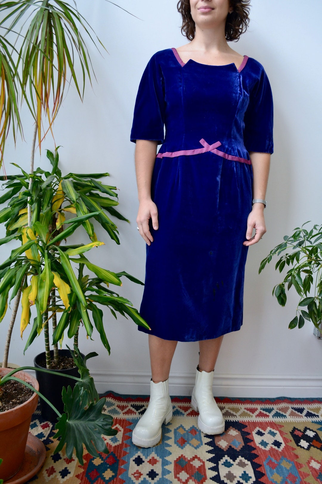 1950's jean Pierce Royal Blue Velvet Dress - Etsy