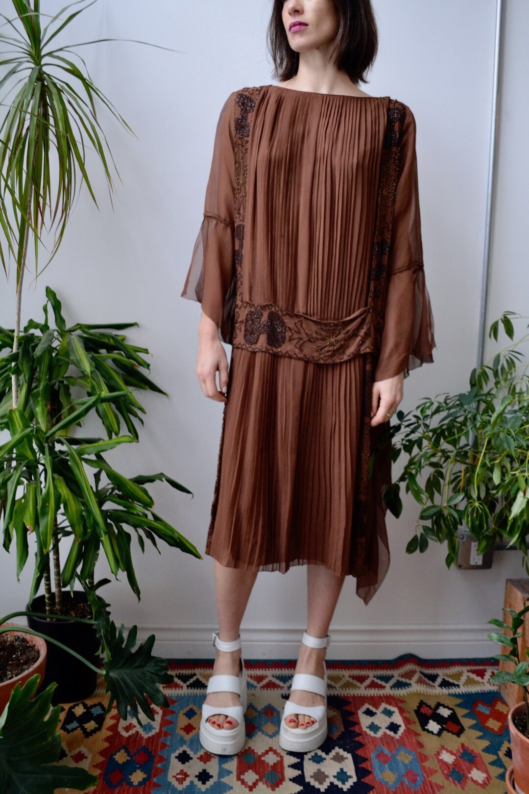 Twenties Brown Beaded Flapper Dress - Etsy