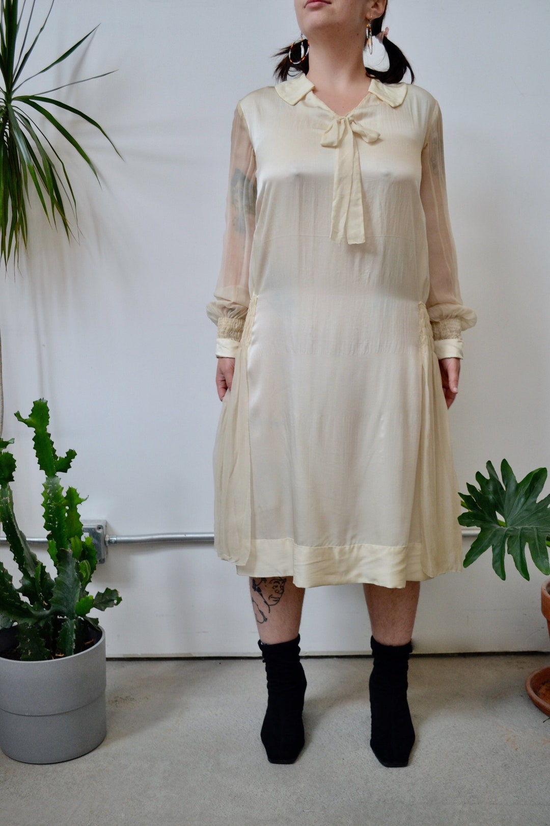 Antique Cream Silk Shift Dress - Etsy