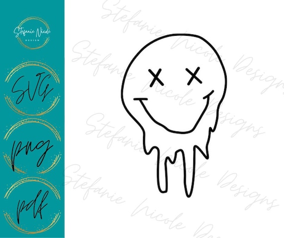 Drip Smiley Face PNG Smiley Face SVG Graphic Tee Happy - Etsy
