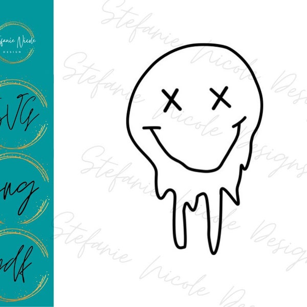Drip Smiley Face Png - Etsy