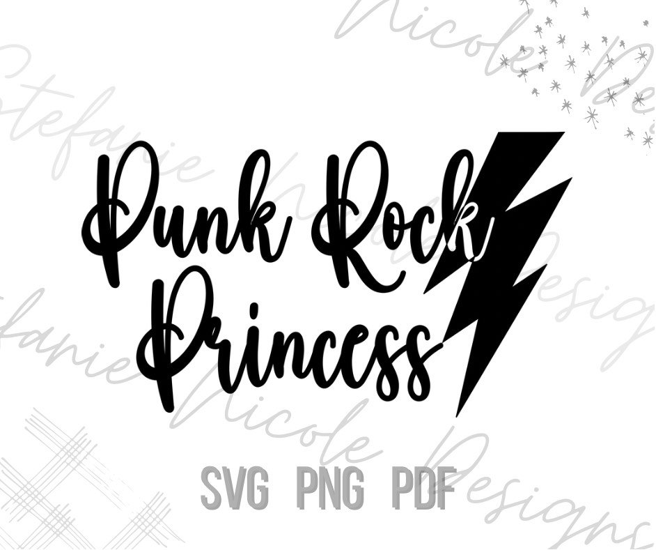Punk Rock Princess SVG PNG PDF | Punk Rock Pop Svg | Lightening Bolt ...