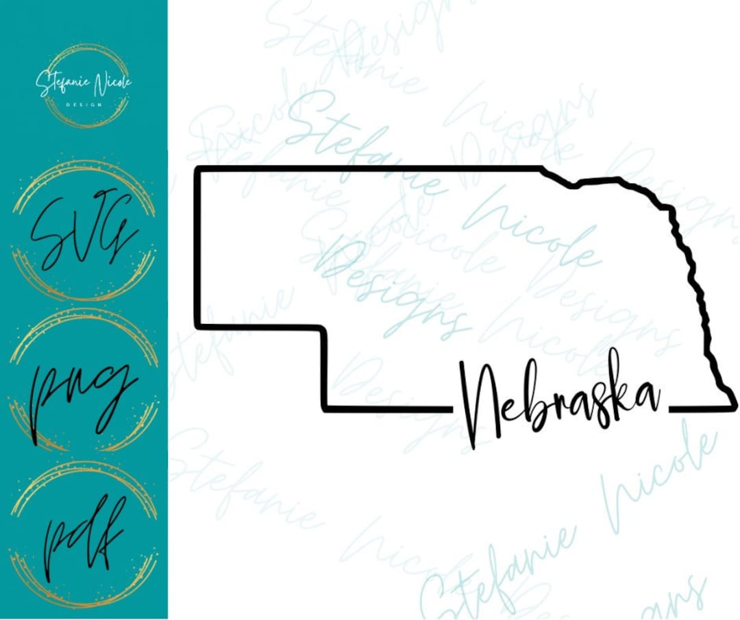 Nebraska State SVG PNG PDF | Script State Outline | Digital Download - Etsy