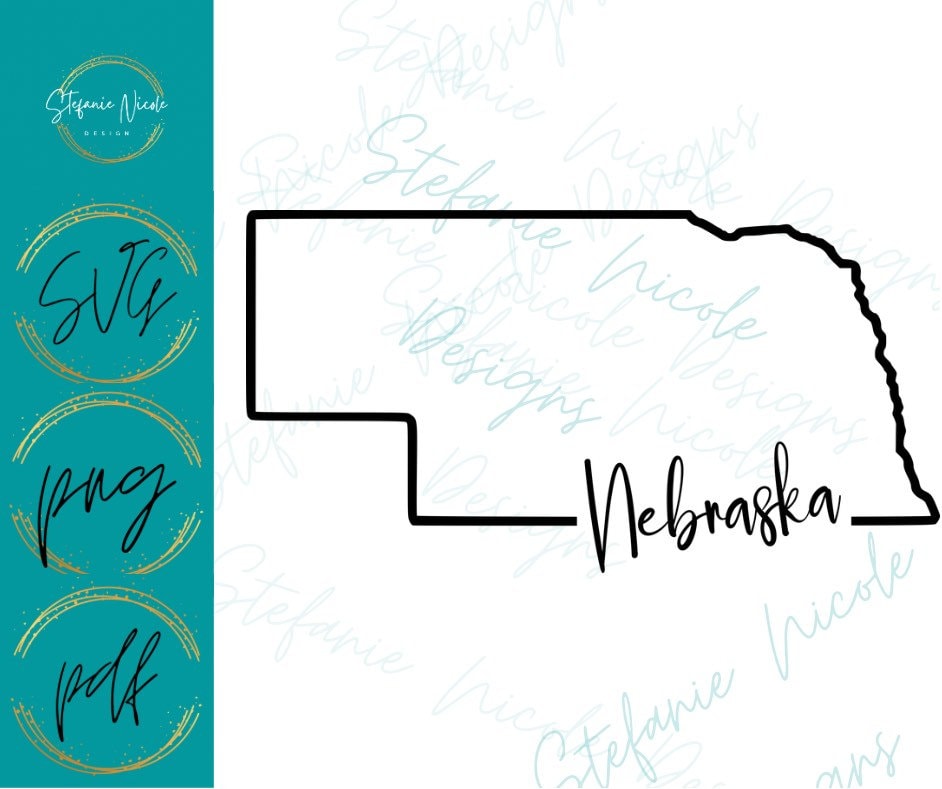 Nebraska State SVG PNG PDF | Script State Outline | Digital Download - Etsy