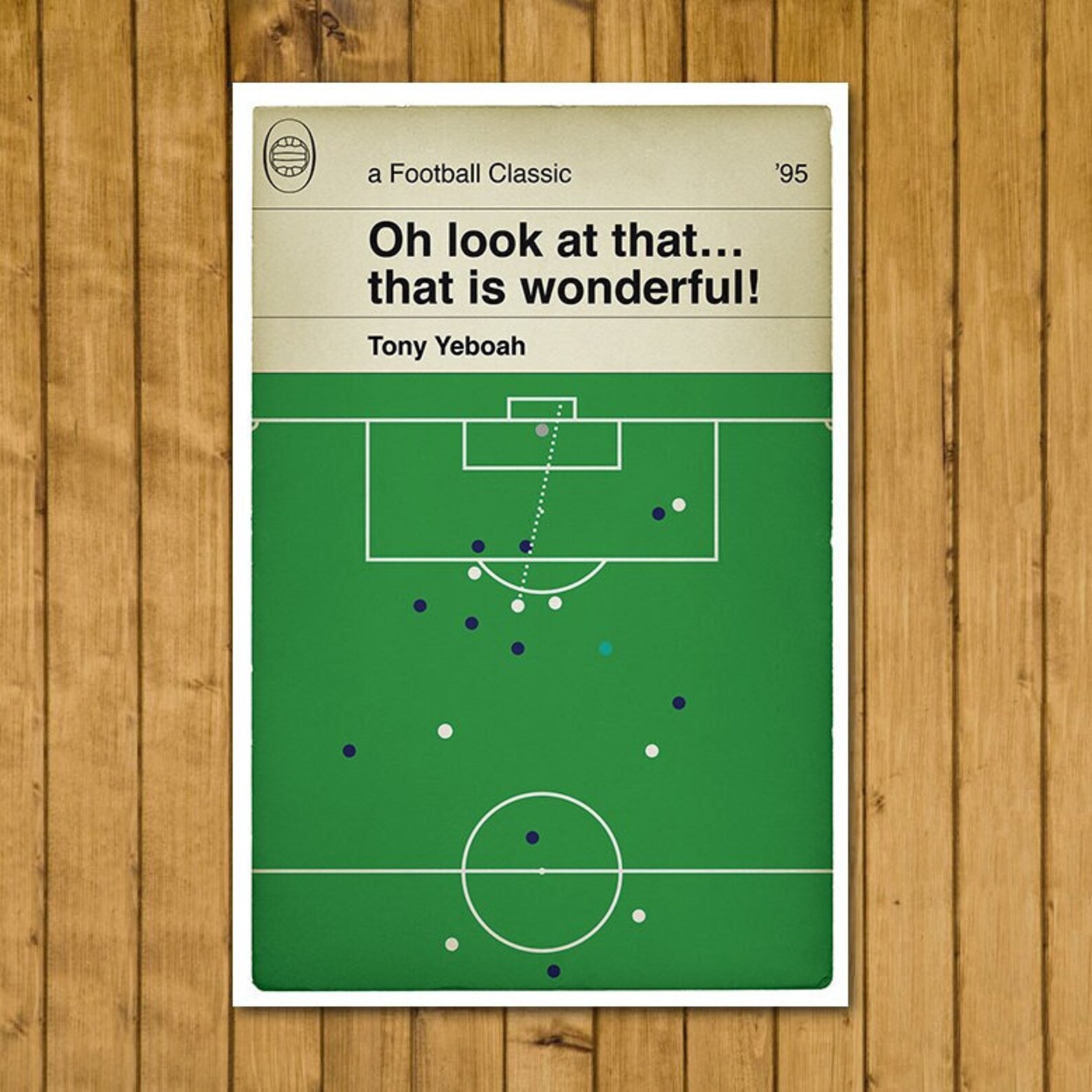 Football Print - Classic Book Cover Poster - Tony Yeboah Goal for Leeds ...