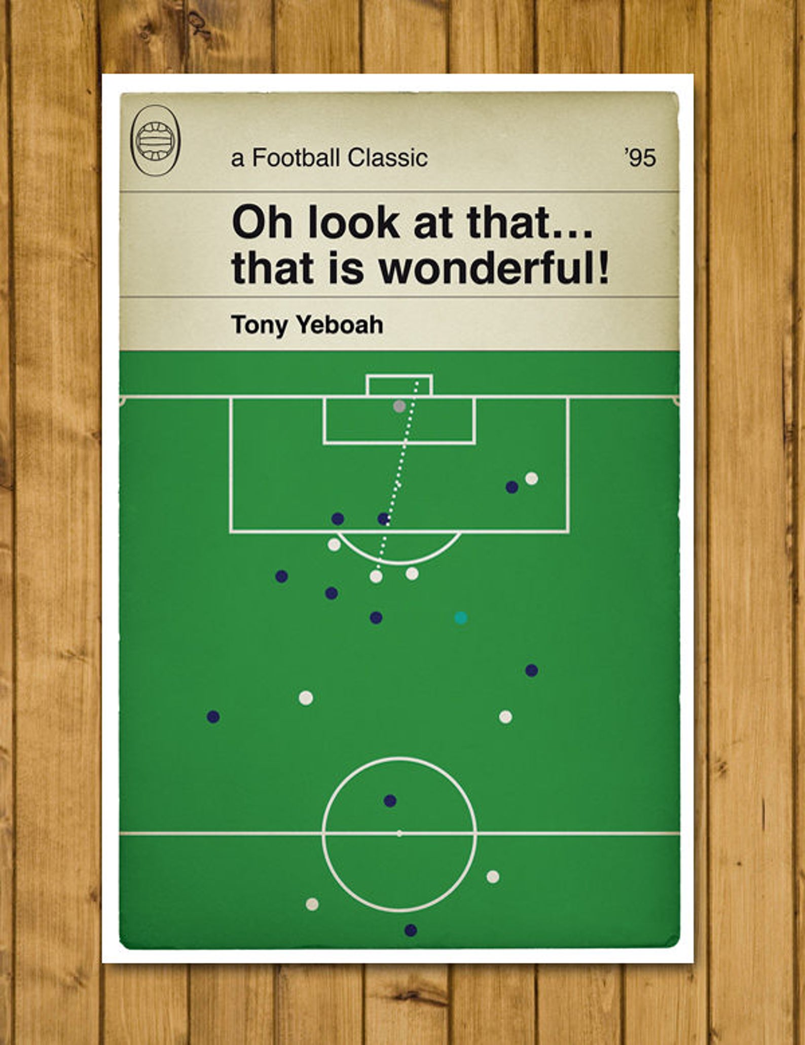 Football Print Classic Book Cover Poster Tony Yeboah goal | Etsy