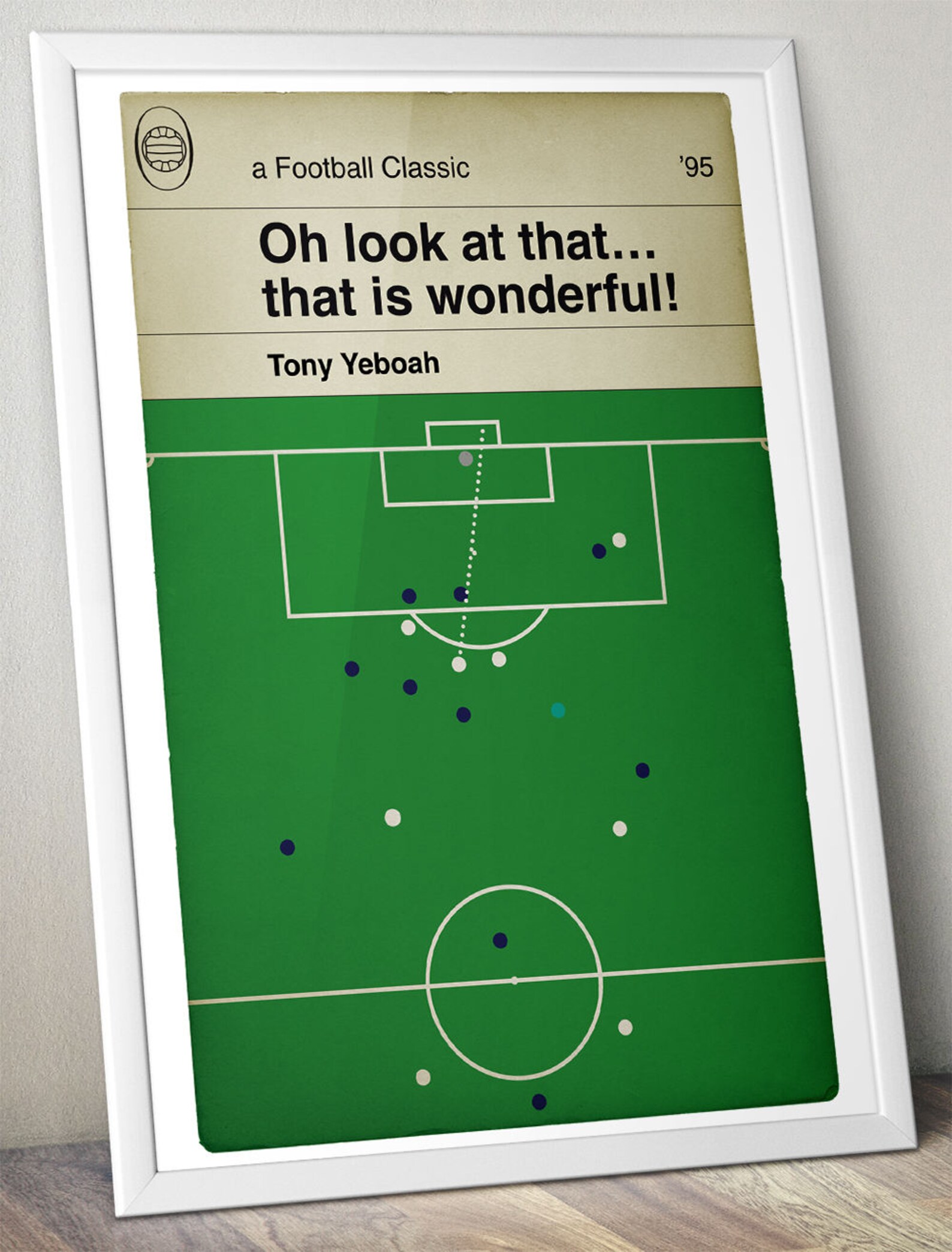 Football Print - Classic Book Cover Poster - Tony Yeboah Goal for Leeds ...