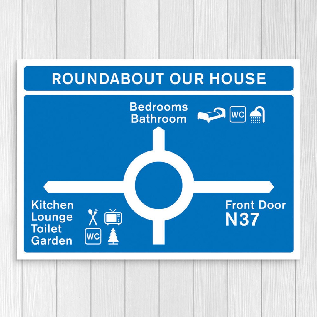 Roundabout Your Home - Customisable Print for Home - Traffic Sign Art ...