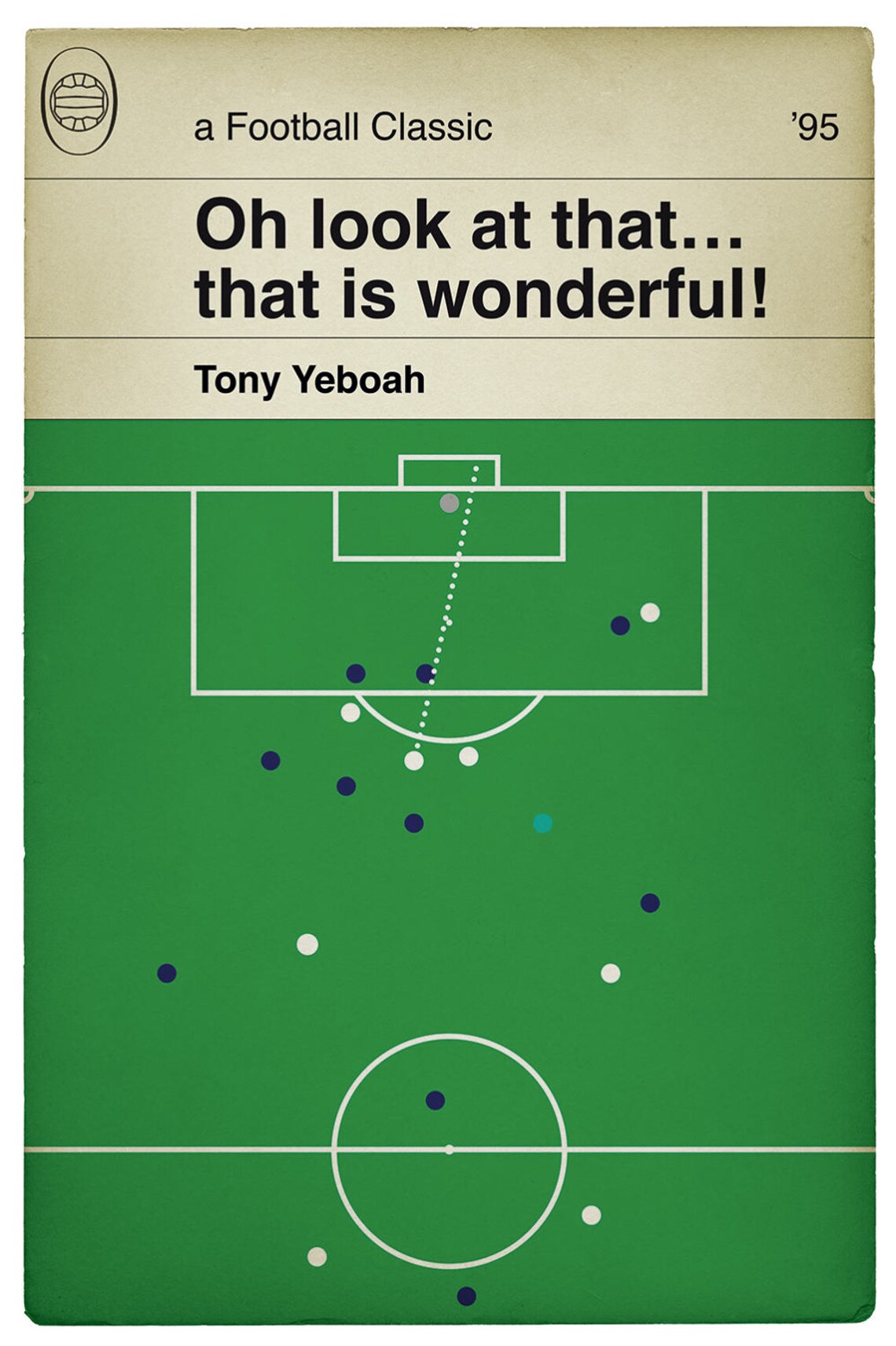 Football Print Classic Book Cover Poster Tony Yeboah goal | Etsy
