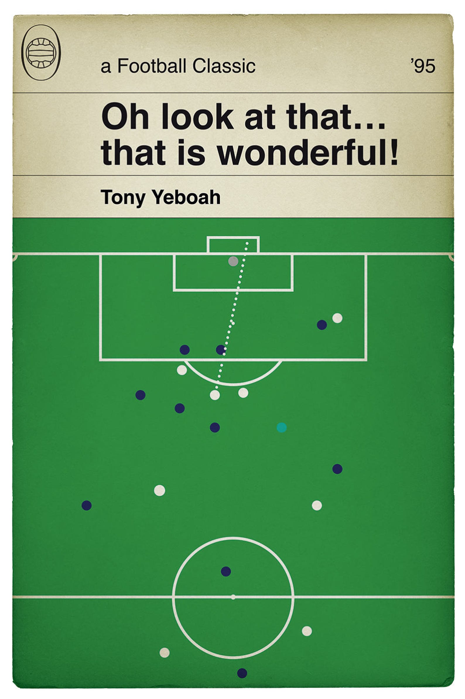 Football Print - Classic Book Cover Poster - Tony Yeboah Goal for Leeds ...