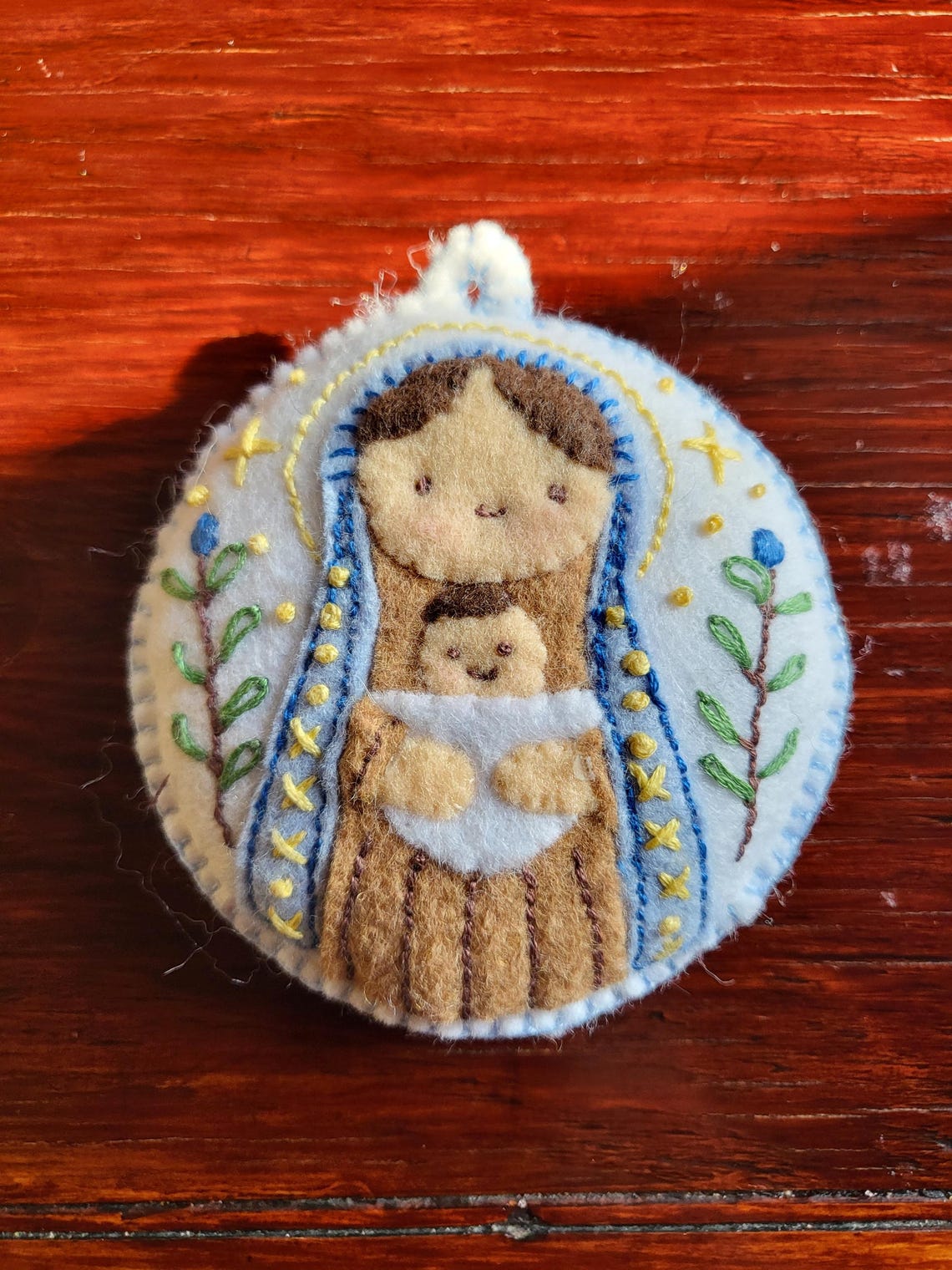 Nativity Mary With Jesus Wool Felt Hand Made Hand Embroidered - Etsy