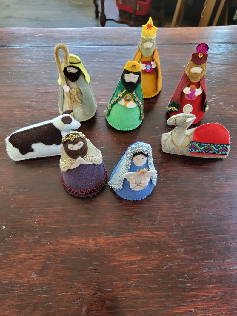 Nativity of Wool Felt Hand Made 8 Items Mary Jesus Joseph - Etsy