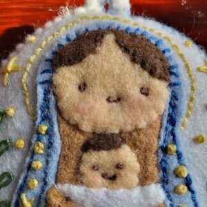 Nativity Mary With Jesus Wool Felt Hand Made Hand Embroidered - Etsy
