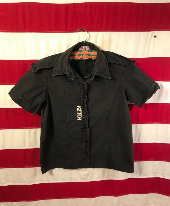 Vintage Designer Ketch Italy Military Style Black Shi… - Gem