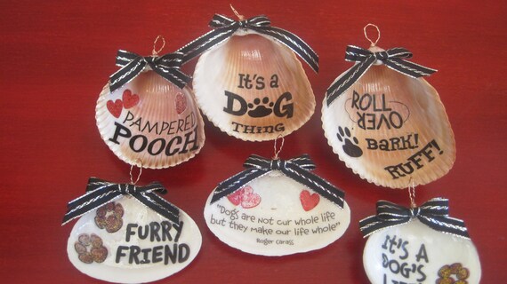 Items similar to Dog Lovers, Sea Shell Ornaments, Handmade Seashell ...